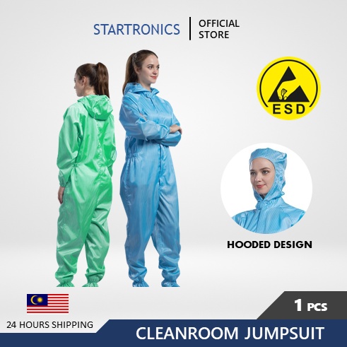 Cleanroom ESD antistatic Jumpsuit (Ready Stock) coverall with hood ...