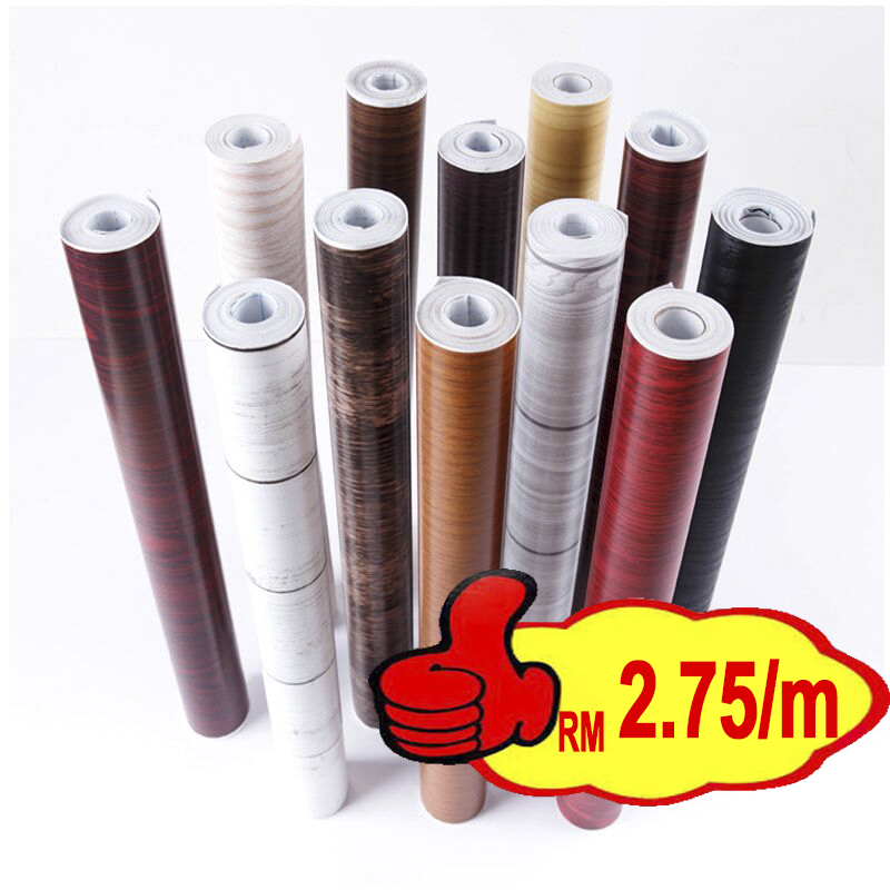 Waterproof Pvc Wood Grain Stickers Self-adhesive Wallpaper Wardrobe ...