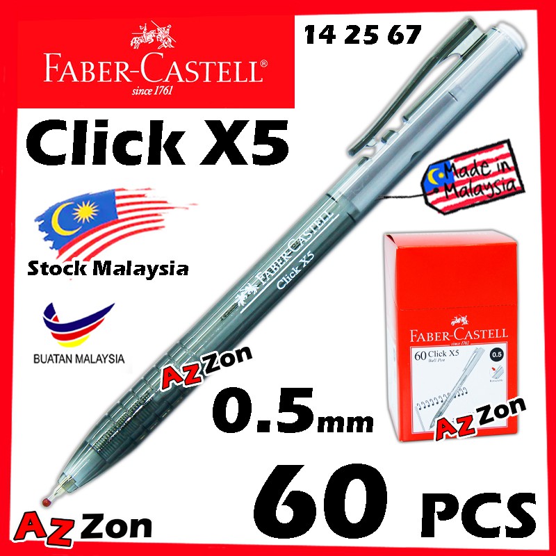 Faber-Castell Click X5 Ball Pen Black Hitam 0.5mm Faber Castell Ball ...