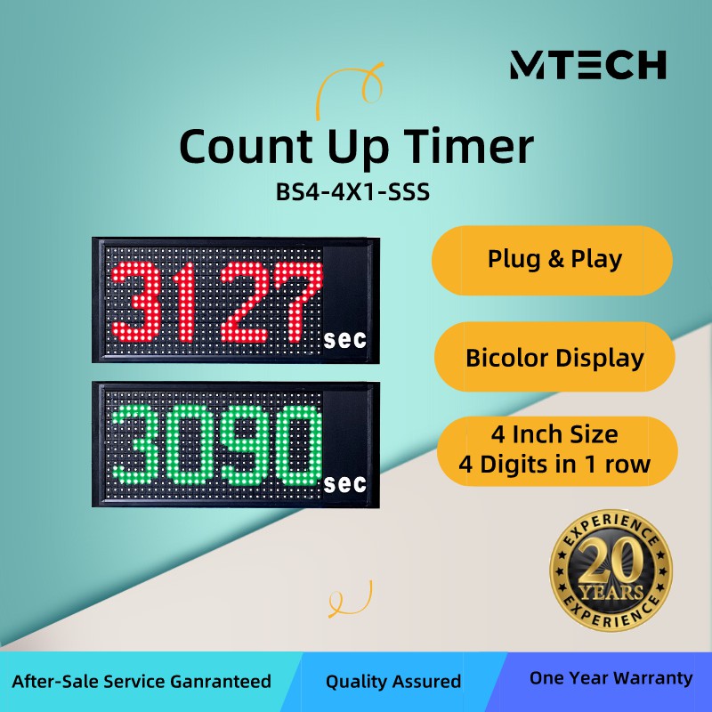 4 Inch Red/Green LED Count Up Timer by Second 1 Row 4 Digits Kanban ...