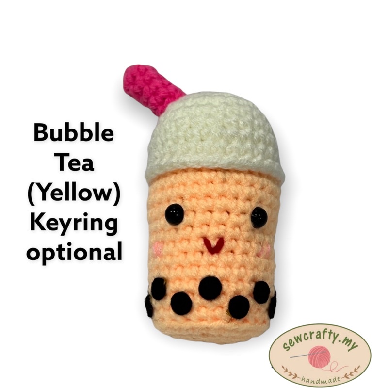100% Handmade Mini Bubble Tea Boba Tea Keychain Keyring Crochet ...