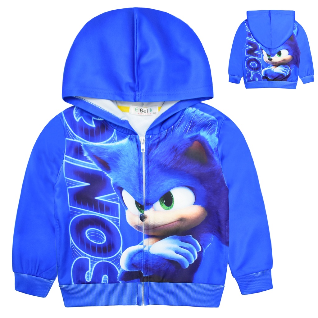 Sonic the Hedgehog print Clothes Kids Boys Long Sleeve Hoodies Sweater ...