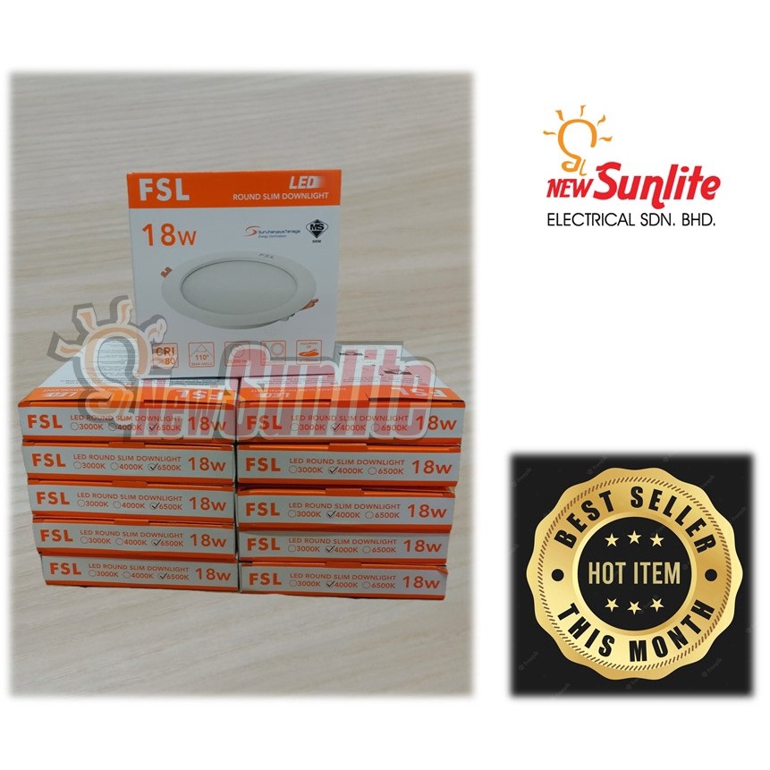 FSL 18W 6" LED DOWNLIGHT ROUND PANEL lamp (SIRIM) | Shopee Malaysia