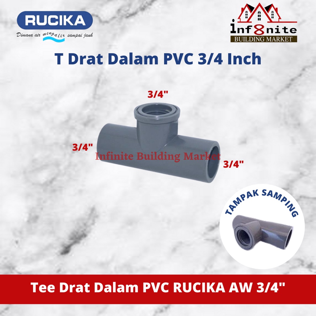 Tee Drat Deep 3/4" RUCIKA AW PVC T Drat Deep TDD Faucet Tee 3/4 Inch ...