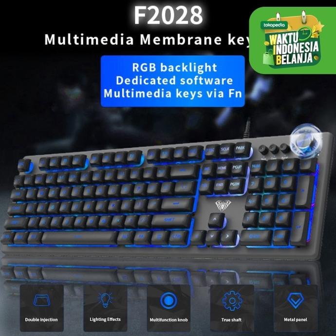 Aula F2028 RGB Macro Software Membrane Multimedia Gaming Keyboard ...