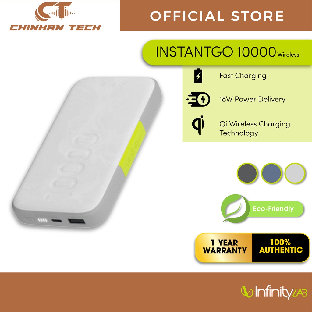 InfinityLab InstantGo 10000 Wireless 30W PD Ultra Fast Charging Wireless Power bank | Shopee ...