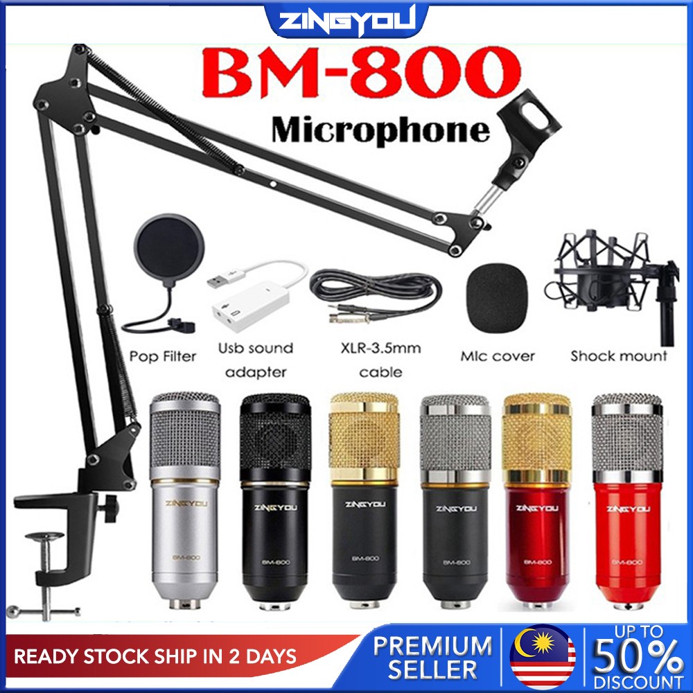 ZINGYOU Live Streaming Studio Recording Condenser Microphone BM-800 Mic ...