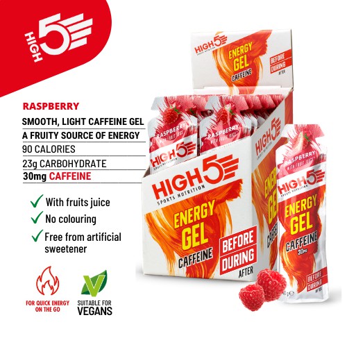 (20 Pack) HIGH5 Energy Gel Caffeine: Real juice gel that’s not thick or sweet. With 30mg ...