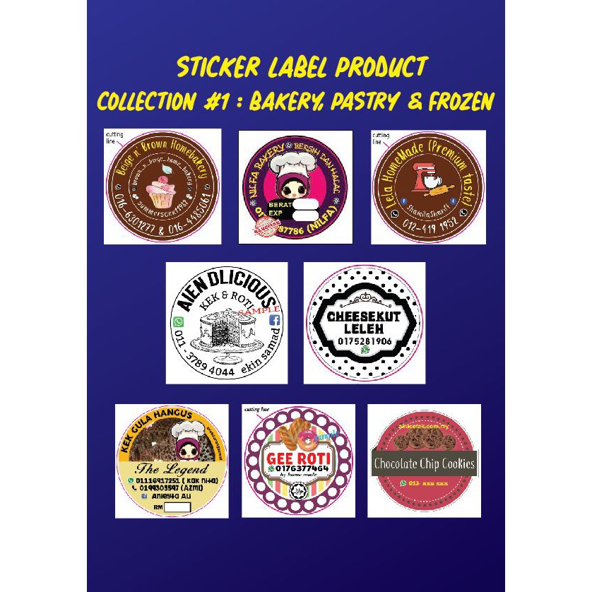 STICKER LABEL PRODUCT (COLLECTION #1 : BAKERY, PASTRY & FROZEN STICKER ...