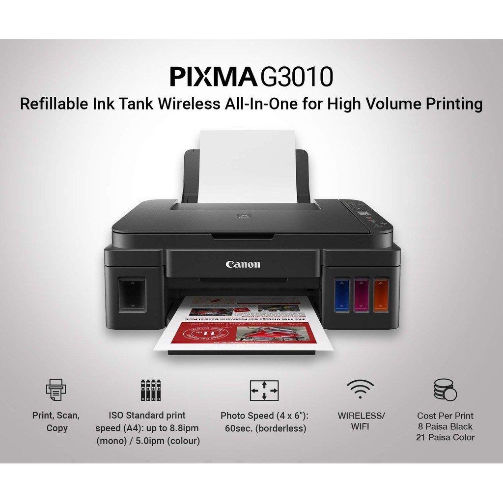 CANON PIXMA INK EFFICIENT G3010 PRINTER (PRINT/SCAN/COPY/WIRELESS ...