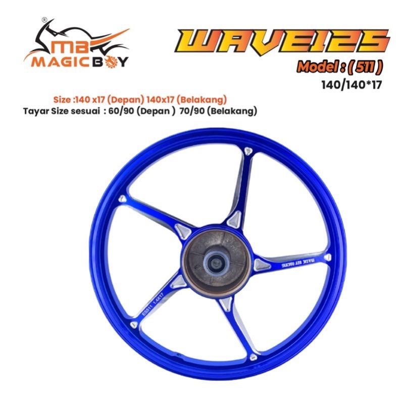MAGIC BOY RACING CNC 511 SPORT RIM YAMAHA Y15ZR/Y16ZR/125ZR/NVX 155 /SYM VF3i 1.6/1.85-17 HONDA ...