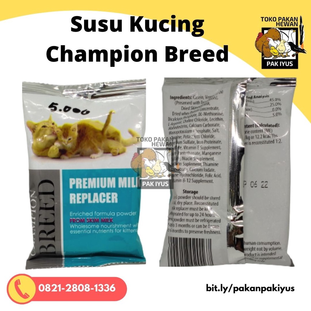Champion BREED MILK REPLACER Kitten MILK | Shopee Malaysia