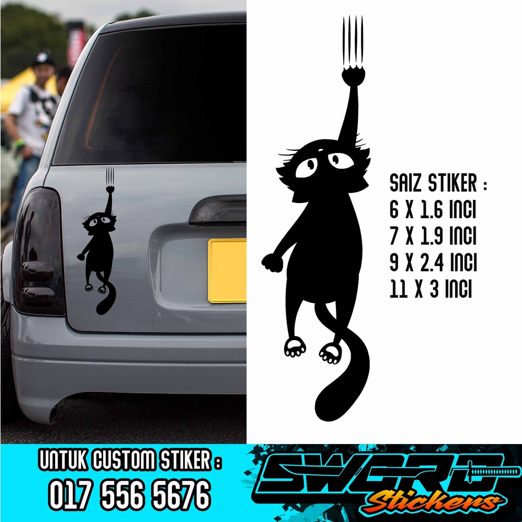STIKER KUCING CAKAR / CAT STICKER / KUCING COMEL / STIKER KERETA ...