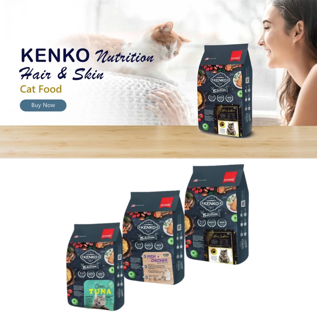 PROMO KENKO Nutrition Adult Cat Food Fish & Chicken/Hair & Skin/Ocean ...
