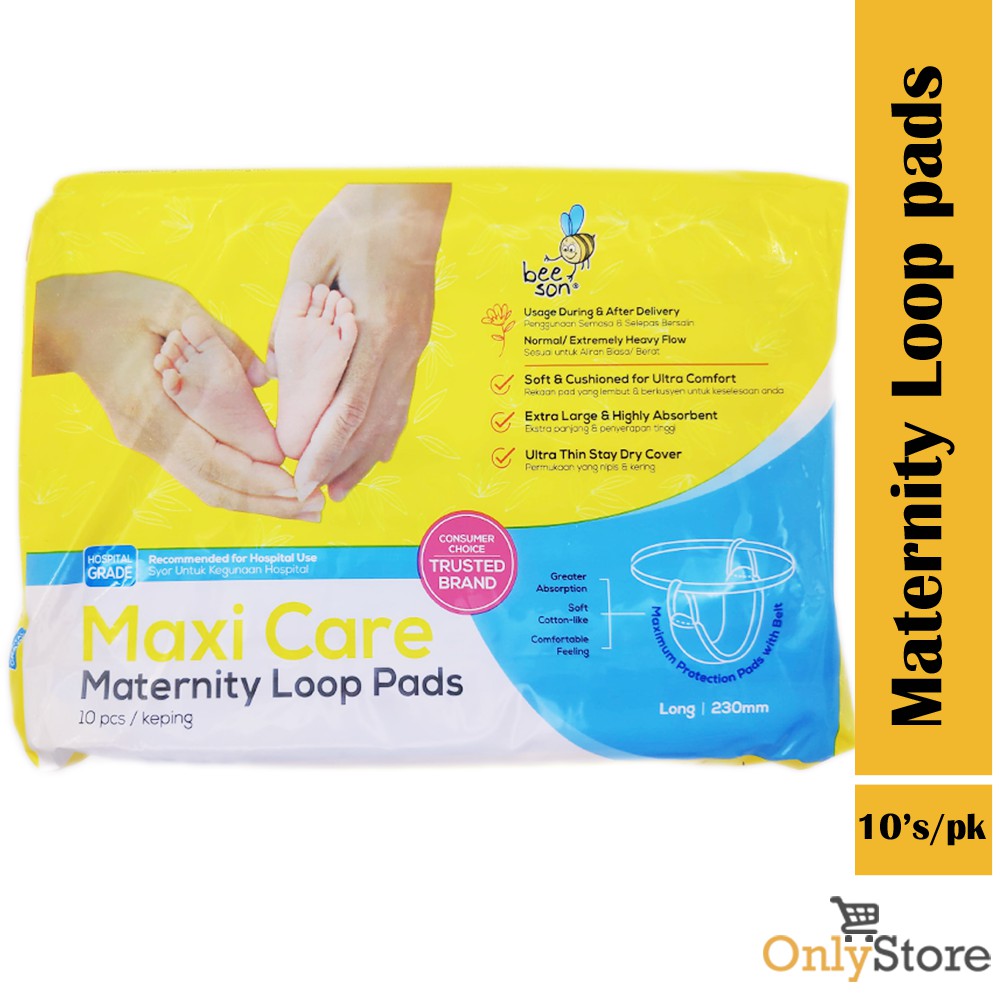 Beeson Maxi Care Sanitary Maternity Loop Pad Extra Long 230mm Hospital ...