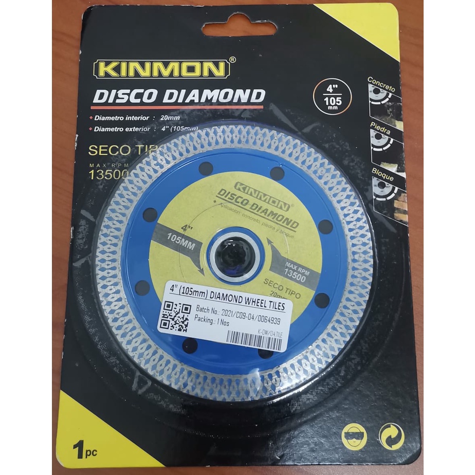 4" (105MM) KINMON SUPER THIN DIAMOND WHEEL FOR PROCELAIN TILES/ CONCRETE FIRE BRICK RED BRICK ...