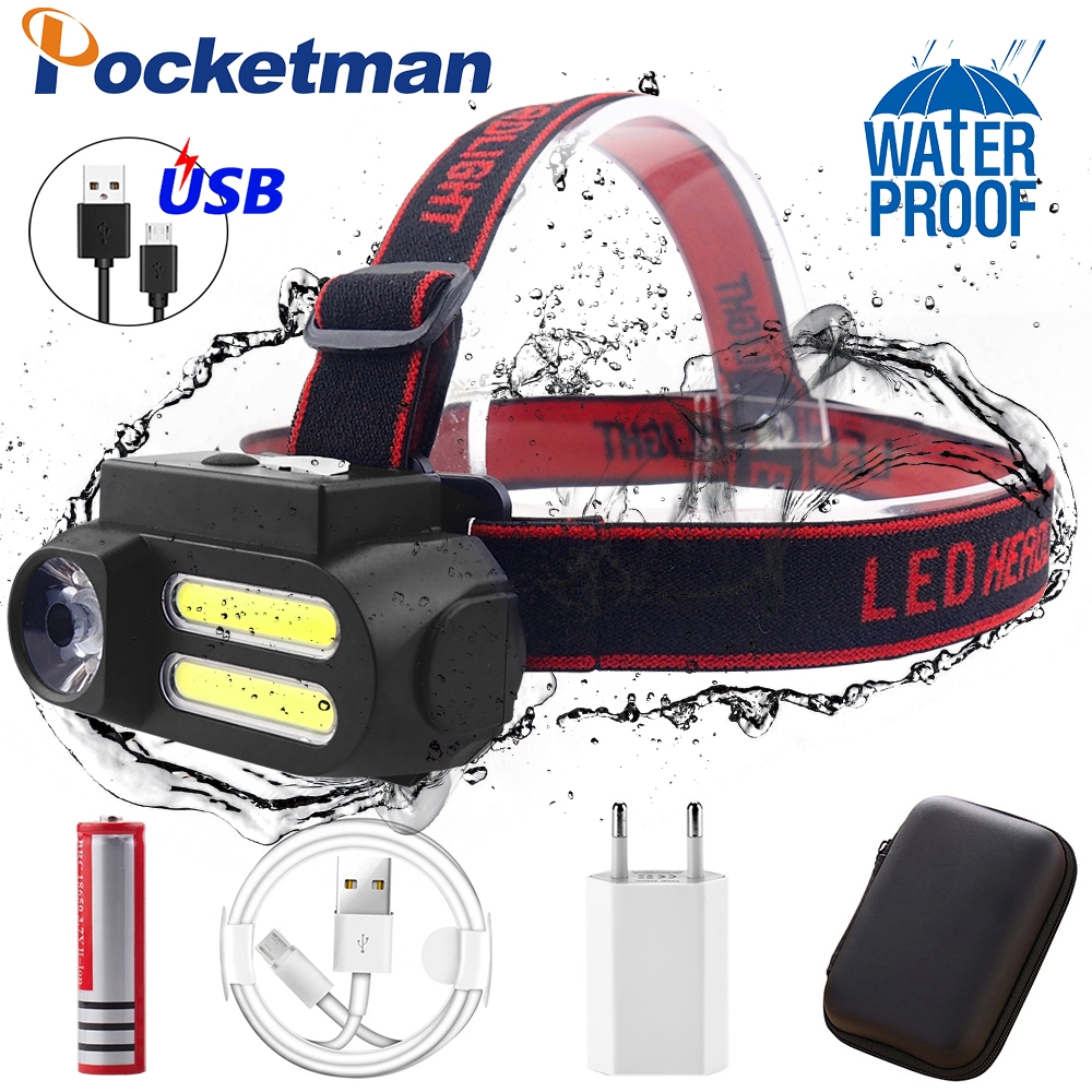 LED Headlamp Work Light Waterproof Portabl Work Headlight XPE+2* COB ...