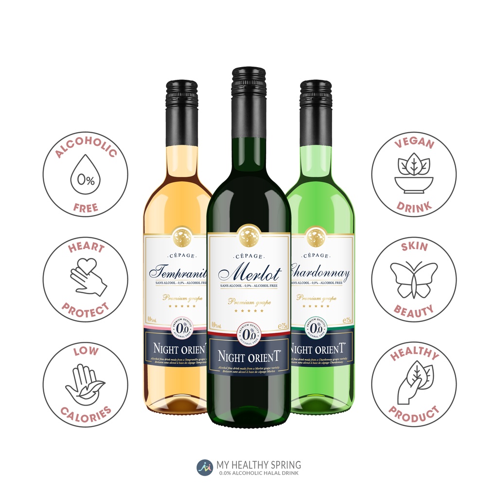 🌙Non Alcoholic Merlot｜Tempranillo｜Chardonnay🍷Night Orient｜Vendome ⭐无醇葡萄 ...