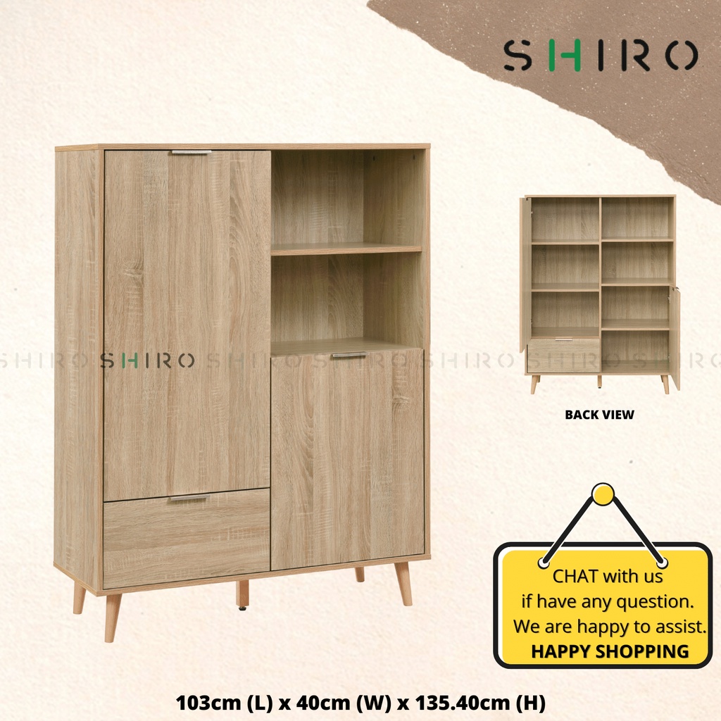 SHIRO Display Cabinet 2 Door 1 Drawer with shelf Hallway Kabinet ...