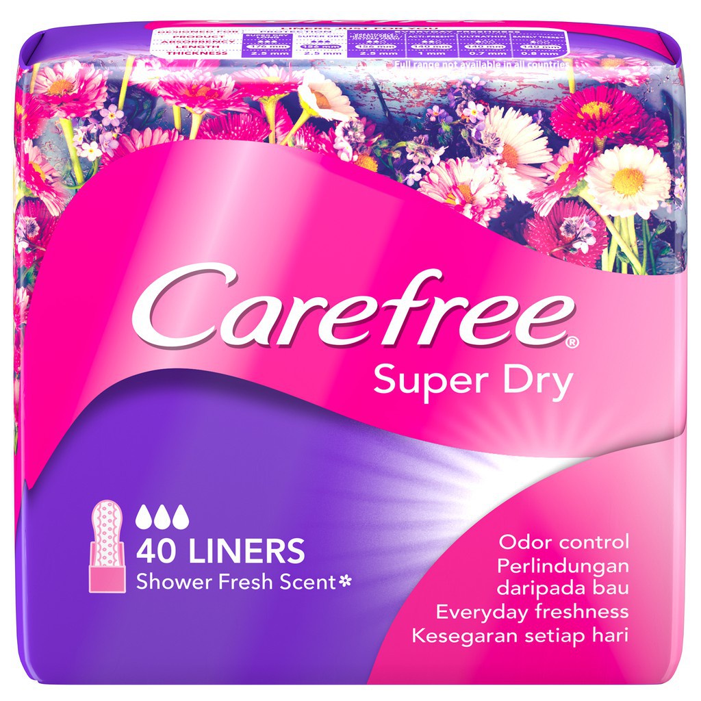 Carefree Super Dry Shower Fresh Scent pantyliner 40 pcs | Shopee Malaysia