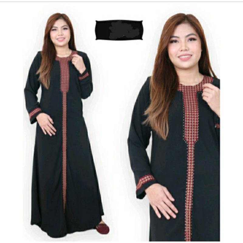 Jubah Dubai Muslimah Wanita Hitam Jetblack Lembut Kualiti Butik Sulam ...