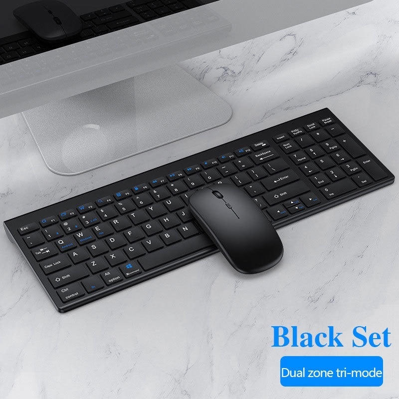 Tri-Mode Silent Keyboard 109 Keys Slim Rechargeable Wireless Keyboard ...