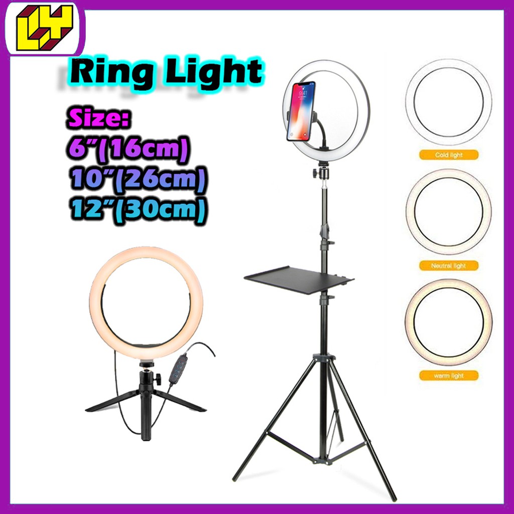 16cm 26cm 30cm Ring Light with 2m Tripod Stand Ring Light with Sound ...