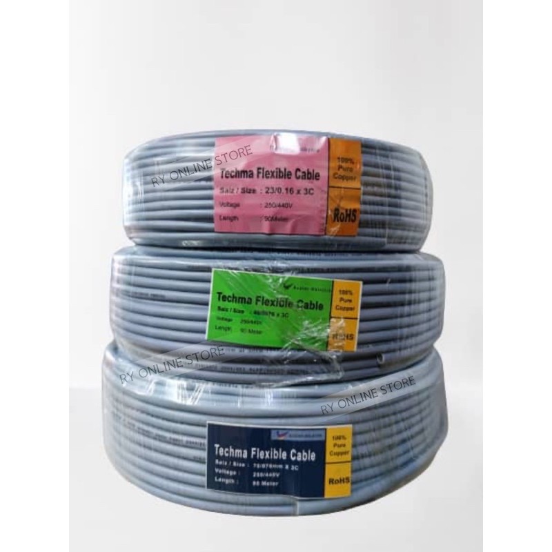Techma 3Core Flexible Cable Full Copper | Shopee Malaysia