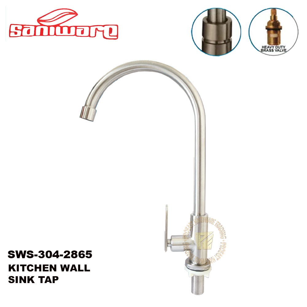 Saniware SWS-304-2865 Stainless Steel Kitchen Wall Sink Tap | Shopee ...