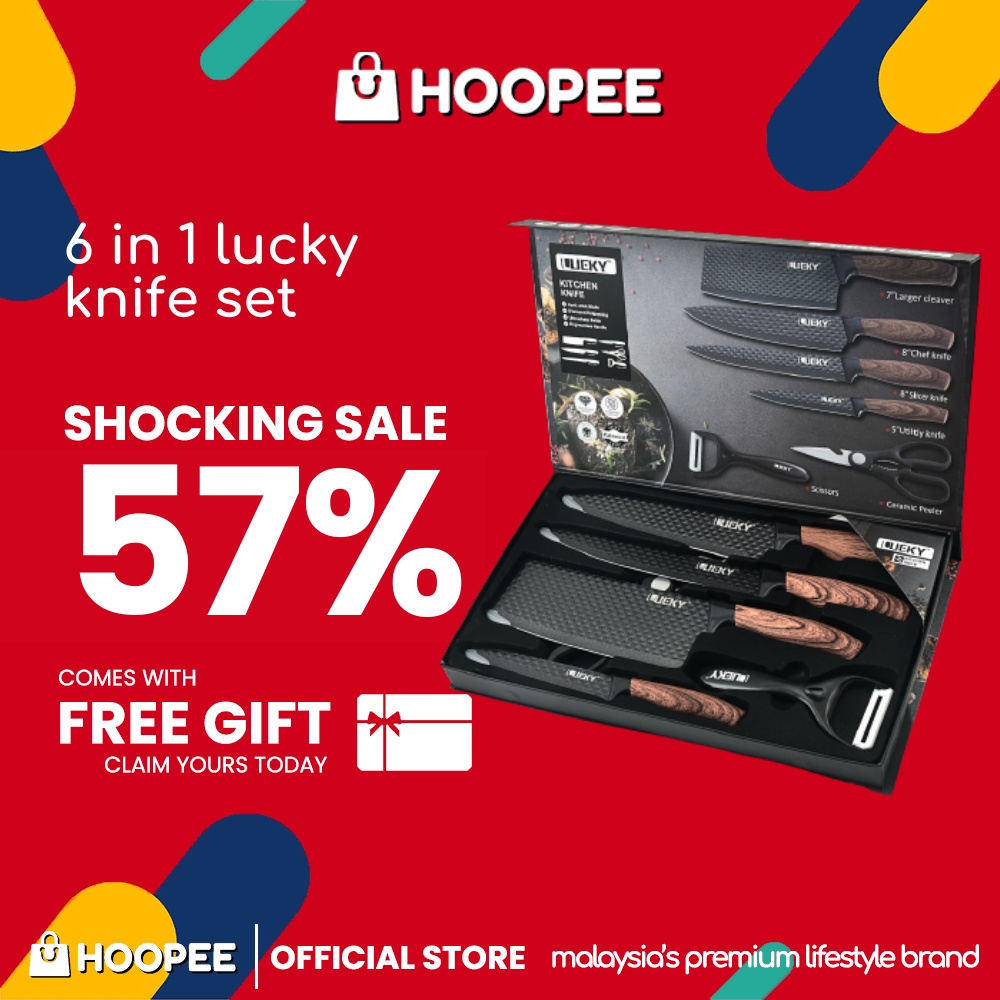 6 In 1 Lucky Knife Set Stainless Steel Kitchen Knife Chef Cleaver Knife ...