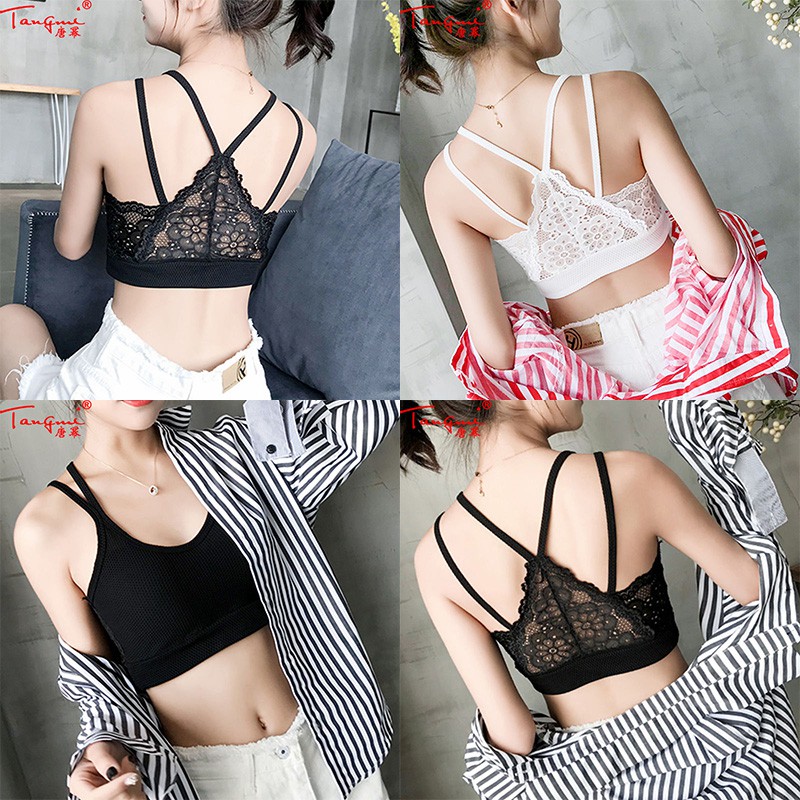 Lace cross wrapped chest tube top without rims underwear sexy bra gathered bra summer | Shopee ...
