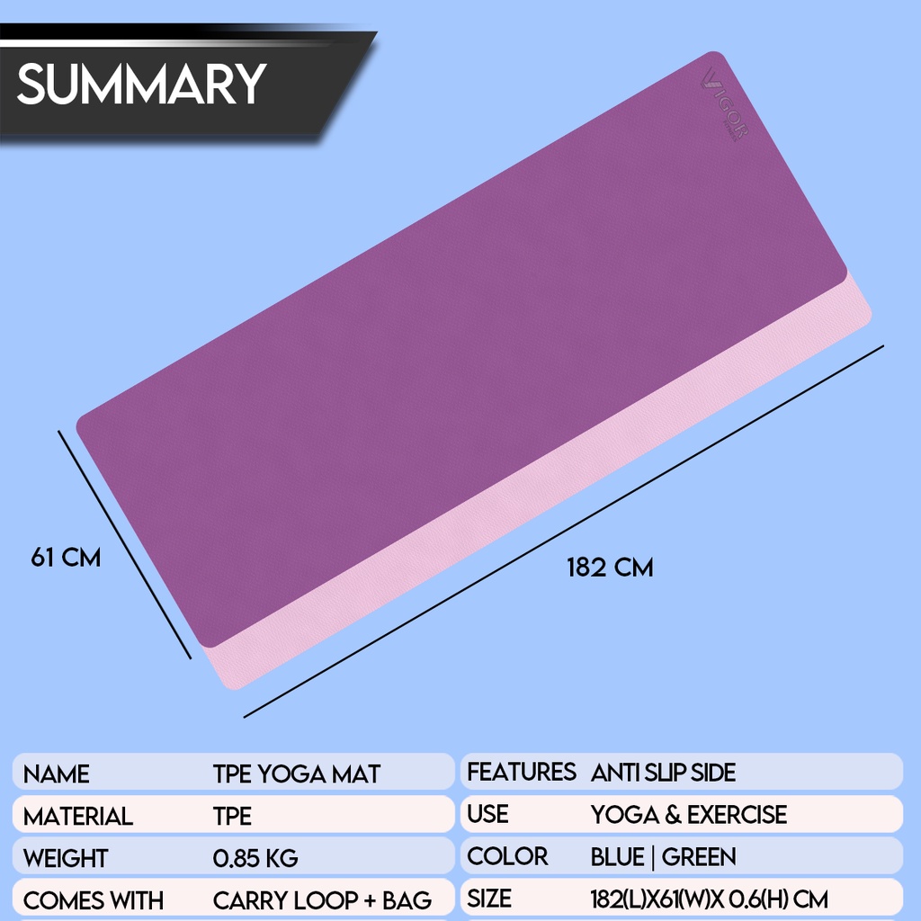 Vigor Fitness TPE Yoga Mat Anti-Slip Thickness Yoga Mat (6mm) / TPE Yoga Mat Anti-Selip ...