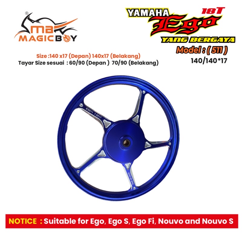 Magic Boy Sport Rim CNC 511 Ego Ego S Ego Fi Nouvo Nouvo S (18T) | Shopee Malaysia