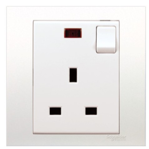SCHNEIDER KB15N_WE VIVACE SWITCHED SOCKET WITH NEON 13A 250V 1G ...