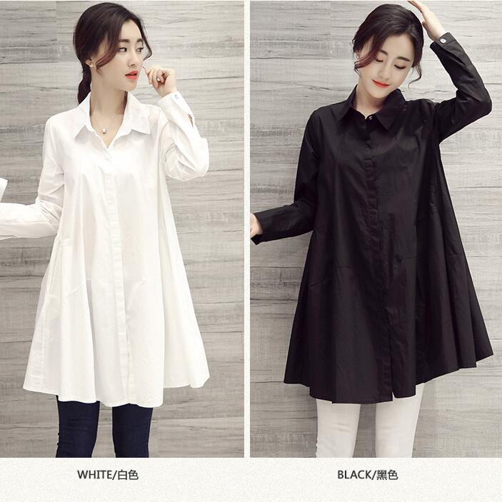 S-3XL plus size women white shirt korean OL wear loose blouse baju ...