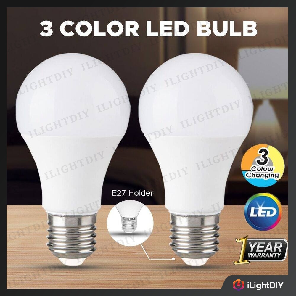 LED BULB 10W E27 3 STEP ON/OFF COLOR CHANGING LED LIGHT BULB | Shopee ...