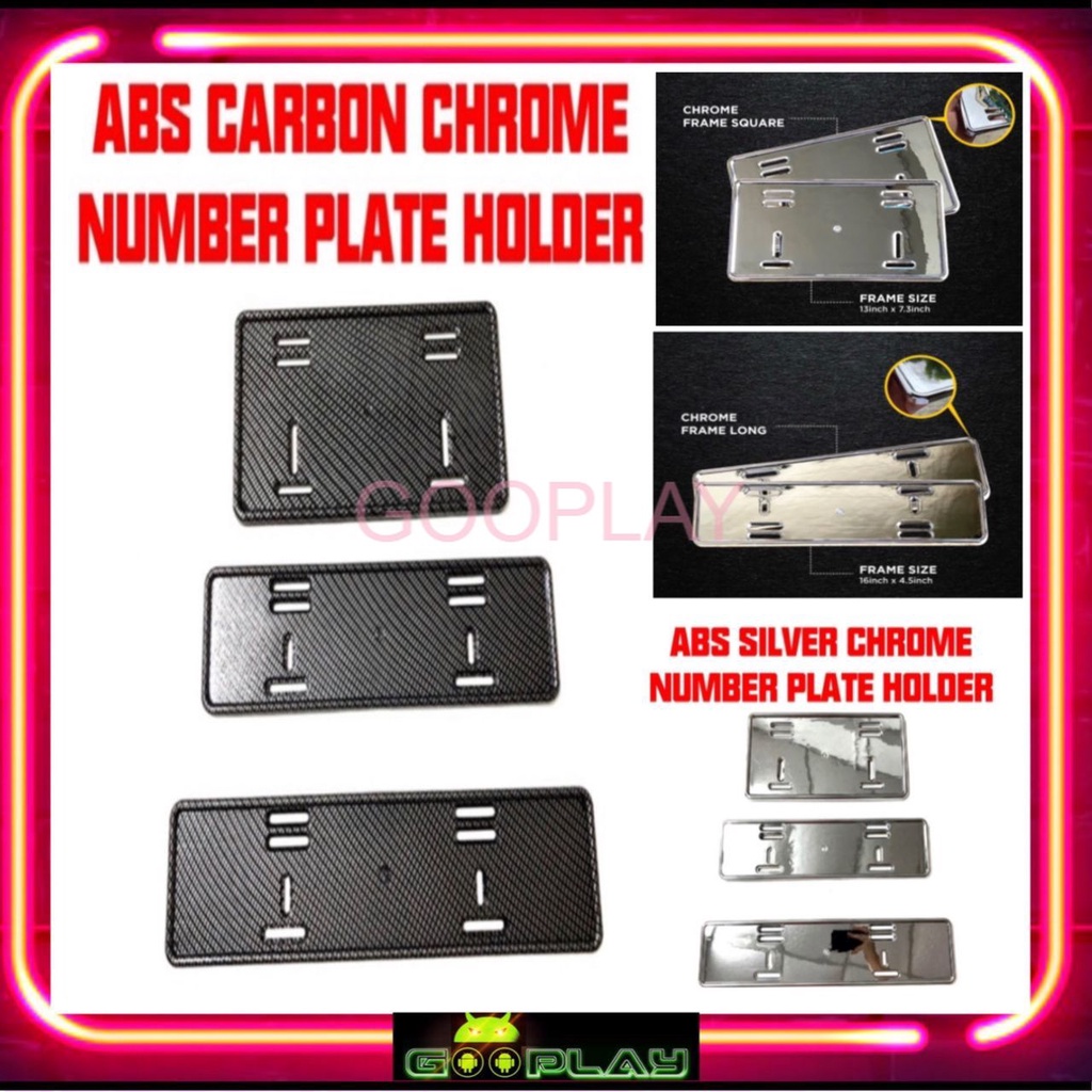 Universal PLASTIC ABS SILVER CHROME & Carbon NUMBER PLATE HOLDER ...
