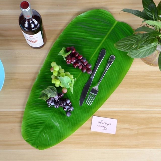 Artificial banana leaves - PLASTIC BANANA LEAVES decoration | Shopee ...