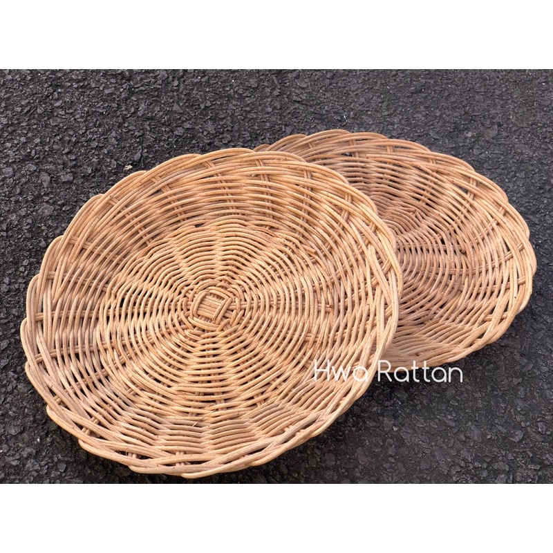 Rattan tray Round serving tray Organiser rattan plate display placement ...