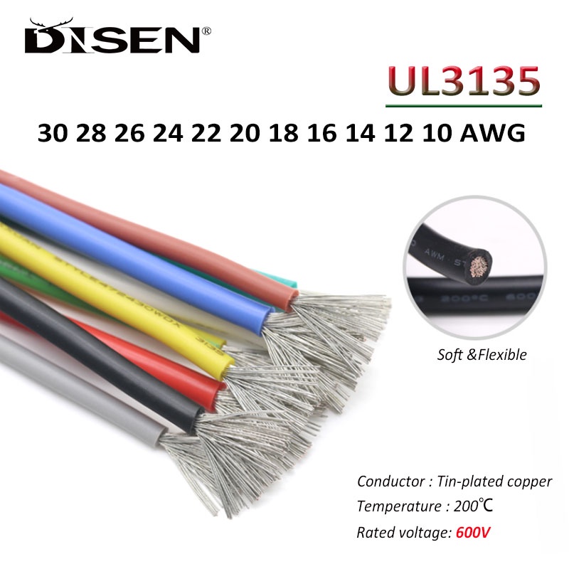 1M UL3135 Soft Silicone Wire 30 28 26 24 22 20 18 16 14 12 10 AWG Heat ...