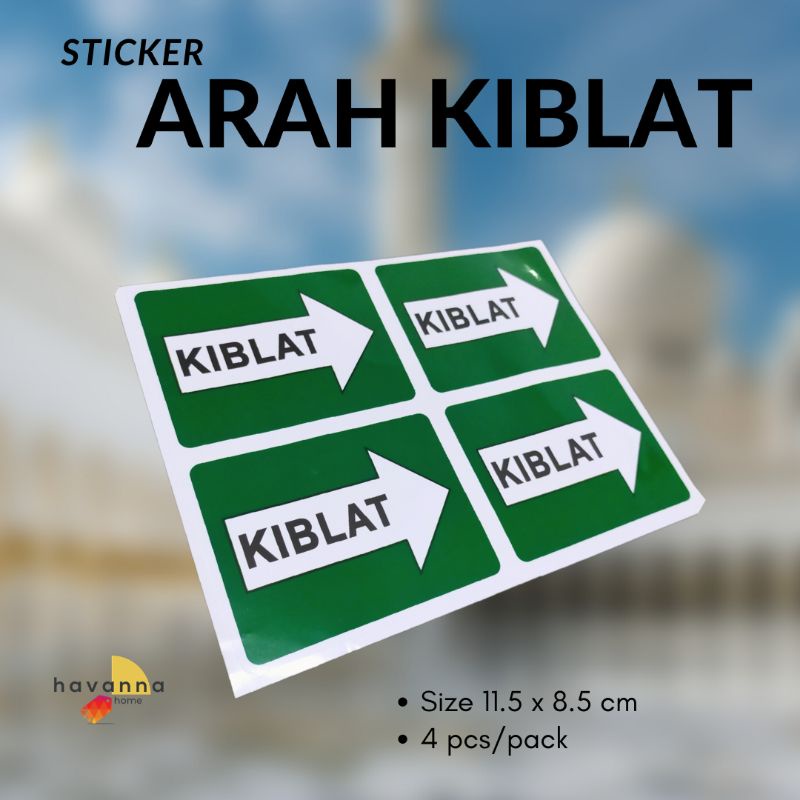 4 Keping Sticker Arah Kiblat Stiker Penunjuk Arah Solat Berpelekat ...