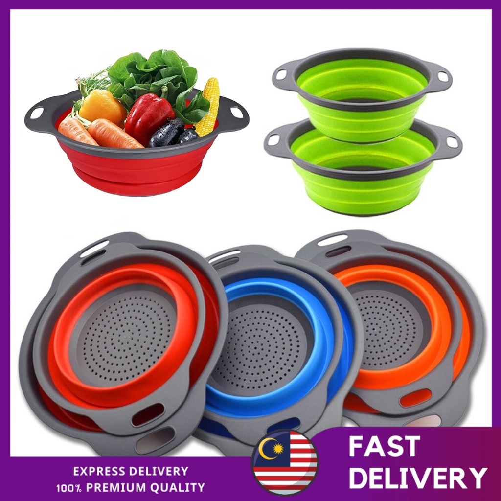 2pcs/Set Kitchen Tools Foldable Silicone Colander Fruit Vegetable ...