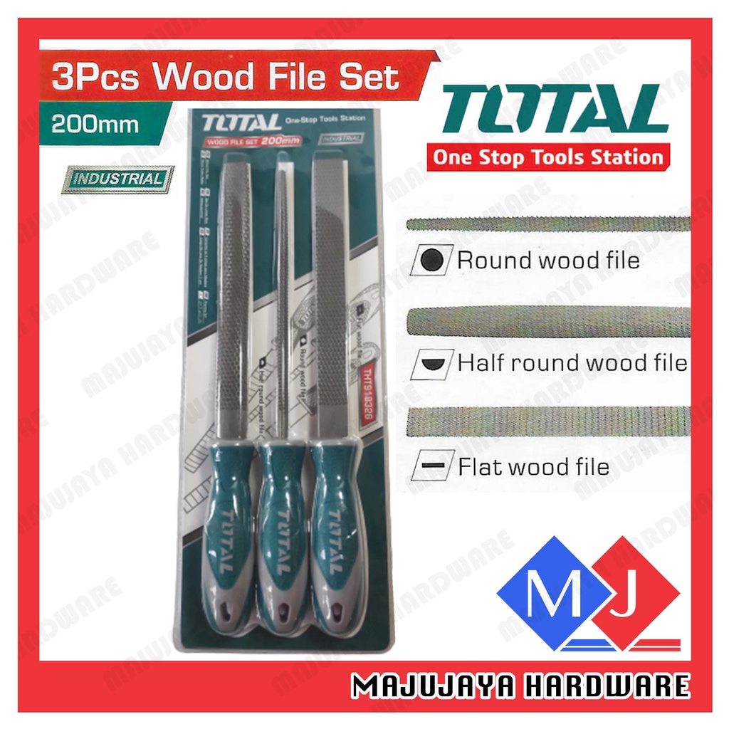 TOTAL 3PCS Steel Carpentry Wood Rasp Riffler File Set 200mm THT918326 ...