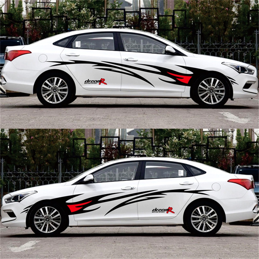 Black+Red 302cm 2 x Flame Car Sticker (Left & Right side)Car body decor ...