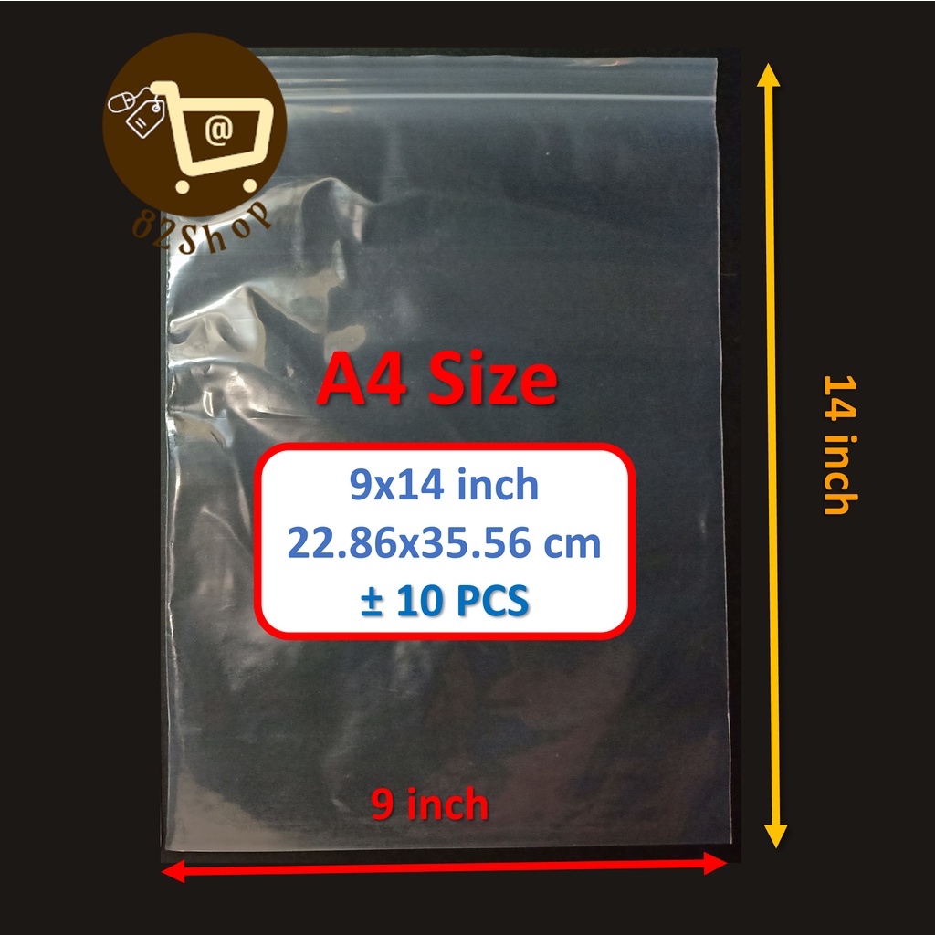 CLEAR TRANSPARENT ZIP LOCK PLASTIC BAG 9x14 INCH ( CAN FIT A4 SIZE ...