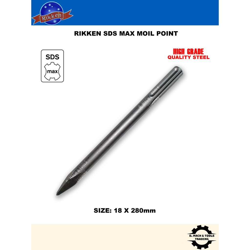 RIKKEN SDS Max Concrete Moil Point / Flat Chisel / Wide Chisel / Comb ...