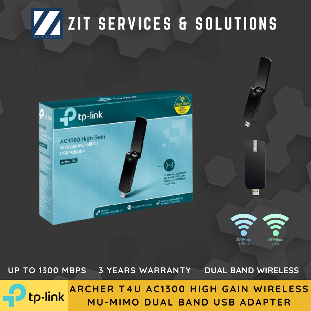 TP-Link High Gain MU-MIMO Wireless Wifi USB Adapter Dual Band 1300mbps ...