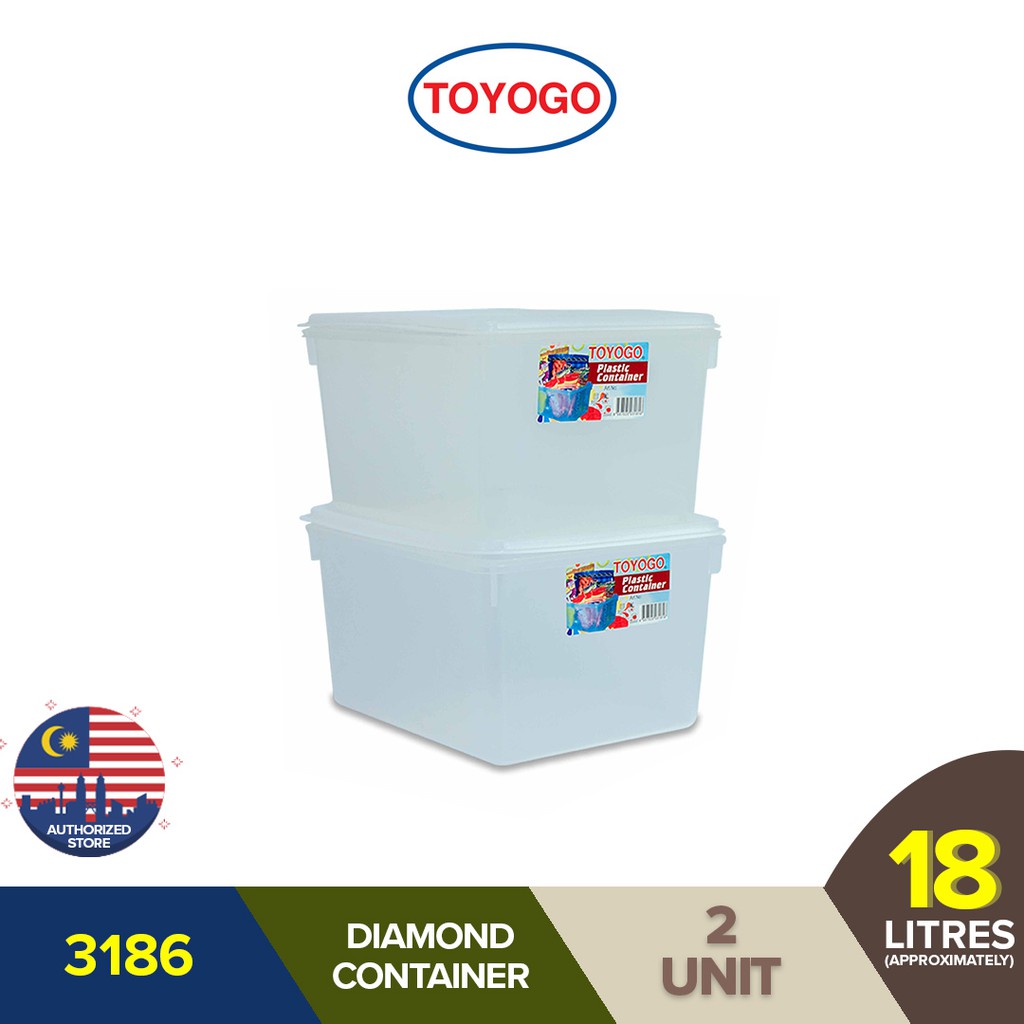 2X Toyogo Diamond Container Food Storage Container 3186 (17L) | Shopee ...