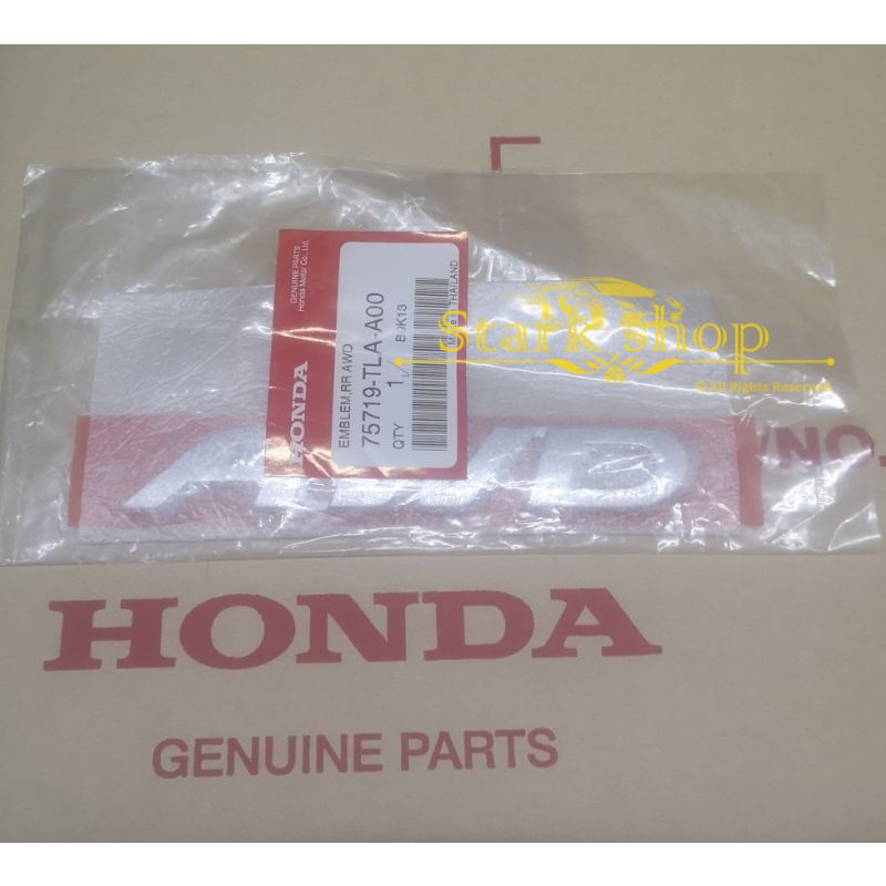 ORIGINAL HONDA CRV 2017~2021 TLA REAR BONNET EMBLEM AWD LOGO. MARK ...