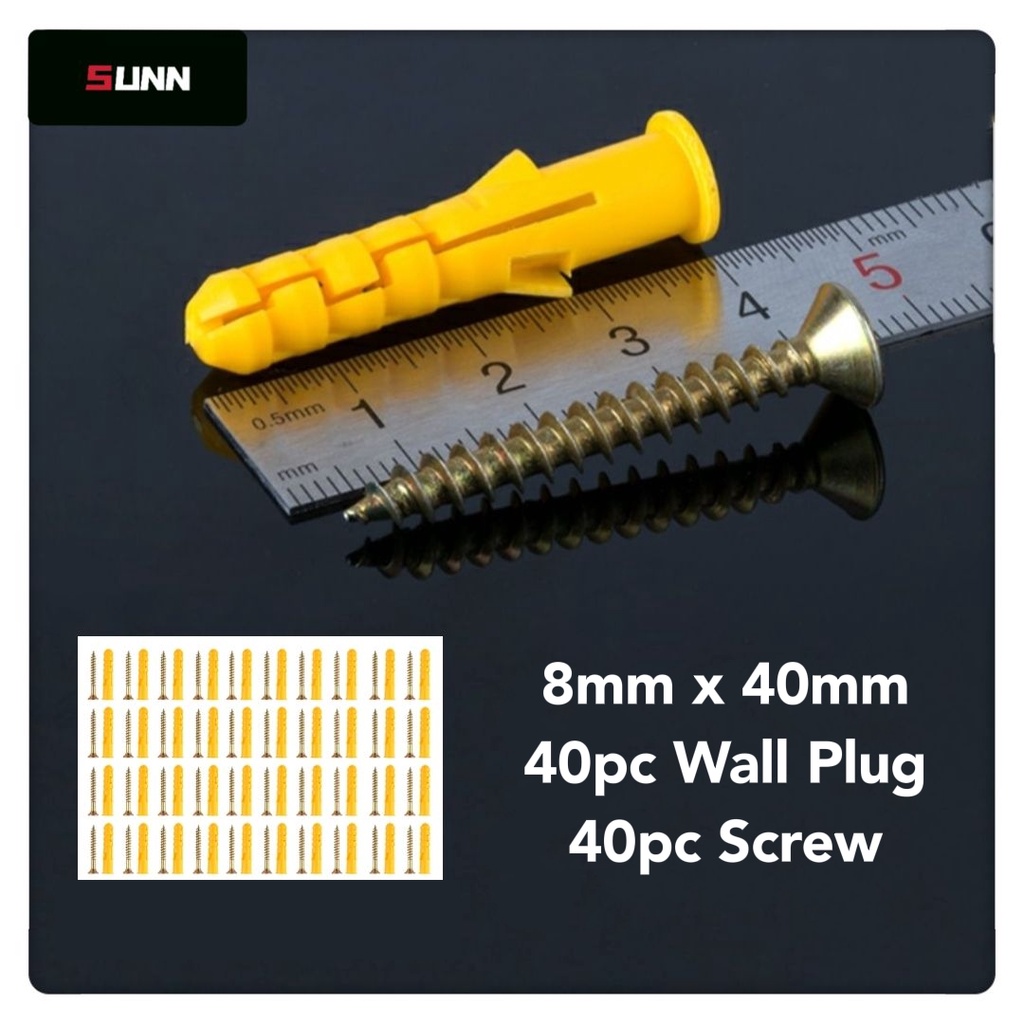 SUNN 6mm 8mm Wall plug and Screws Set PVC Expansion Bolt Plastic ...